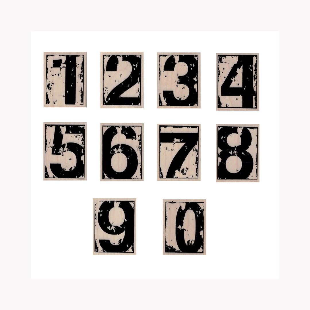 Set of 10 Grunge Numbers RUBBER STAMP, Writing Stamp, Numbers Stamp ...