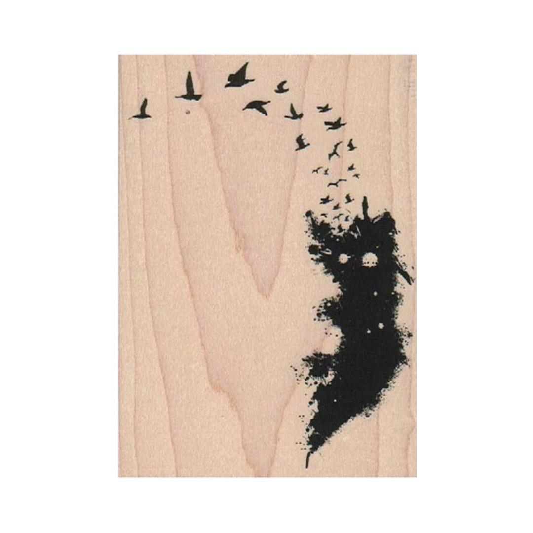 Black Magic Rubber Stamp, Birds Flying Stamp, Magic Stamp, Bird Stamp ...