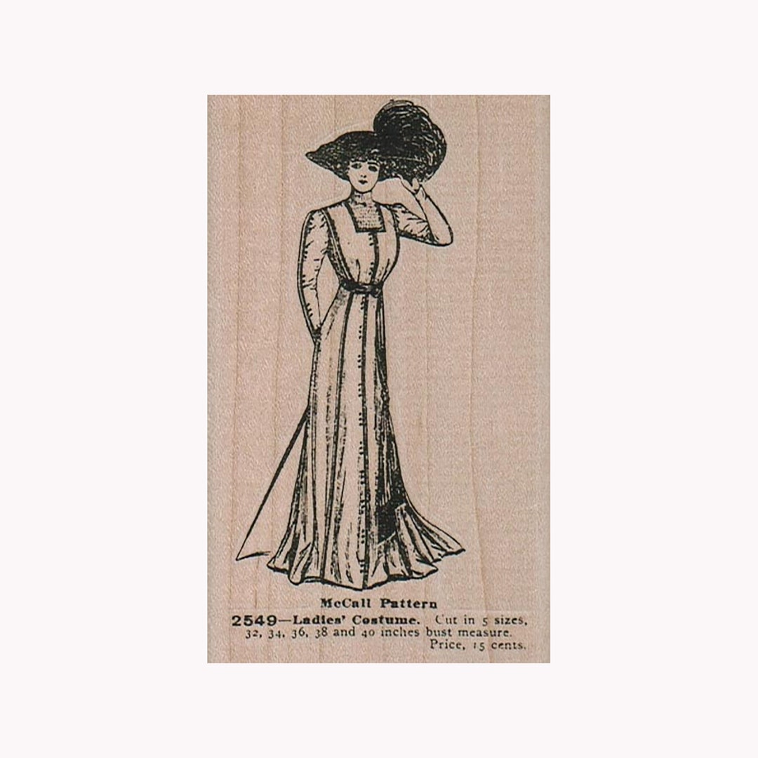 Mccall Pattern Dress Lady RUBBER STAMP, Victorian Lady Stamp, Victorian ...