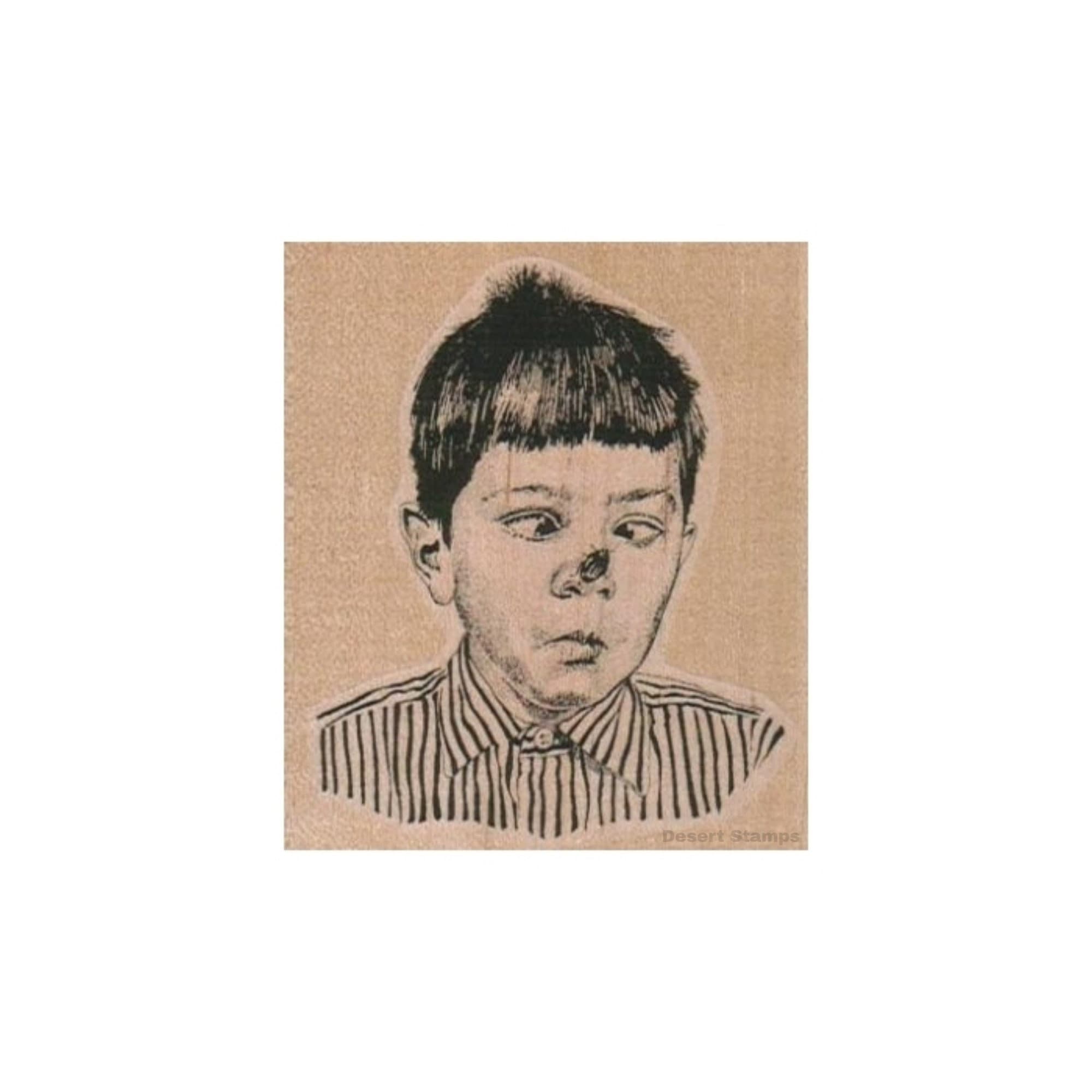 Boy With Fly on His Nose RUBBER STAMP, Kid Stamp, Boy Stamp, Funny ...
