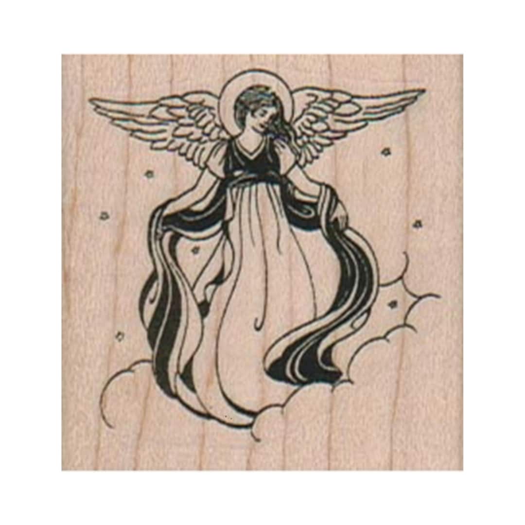 Angel on Cloud RUBBER STAMP, Angel Stamp, Heavenly Angel Stamp, Cloud ...