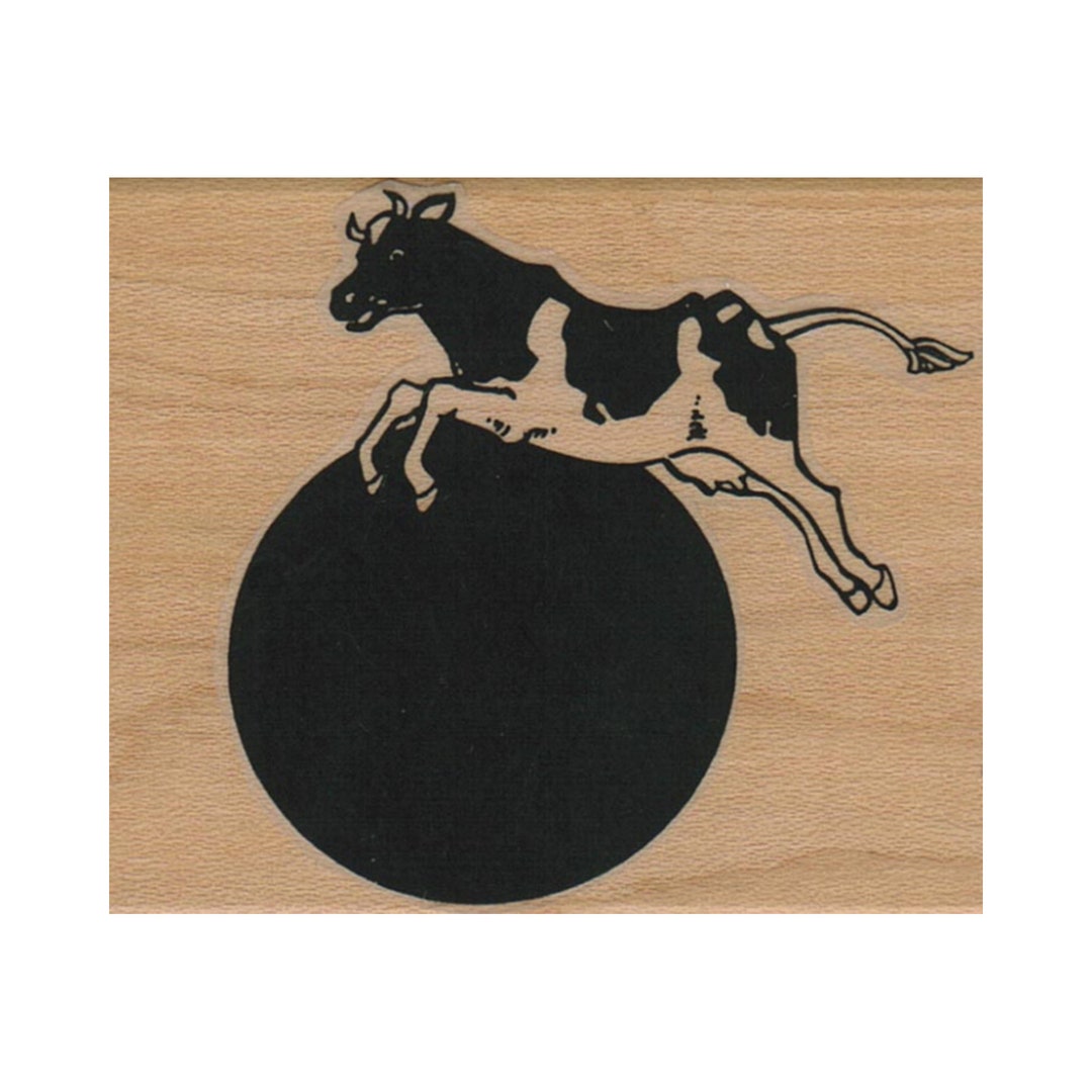 Cow Jumping Over the Moon RUBBER STAMP, Cow Stamp, Animal Stamp, Farm ...