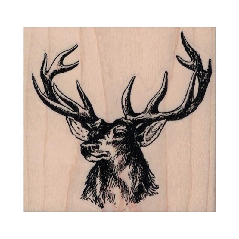 Deer Head RUBBER STAMP, Deer Stamp, Wildlife Stamp, Buck Stamp, Stag ...