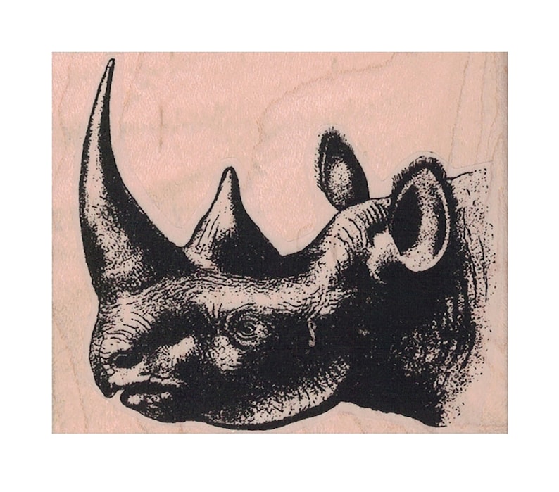Rhinoceros Head RUBBER STAMP Rhinoceros Stamp Rhino Stamp | Etsy