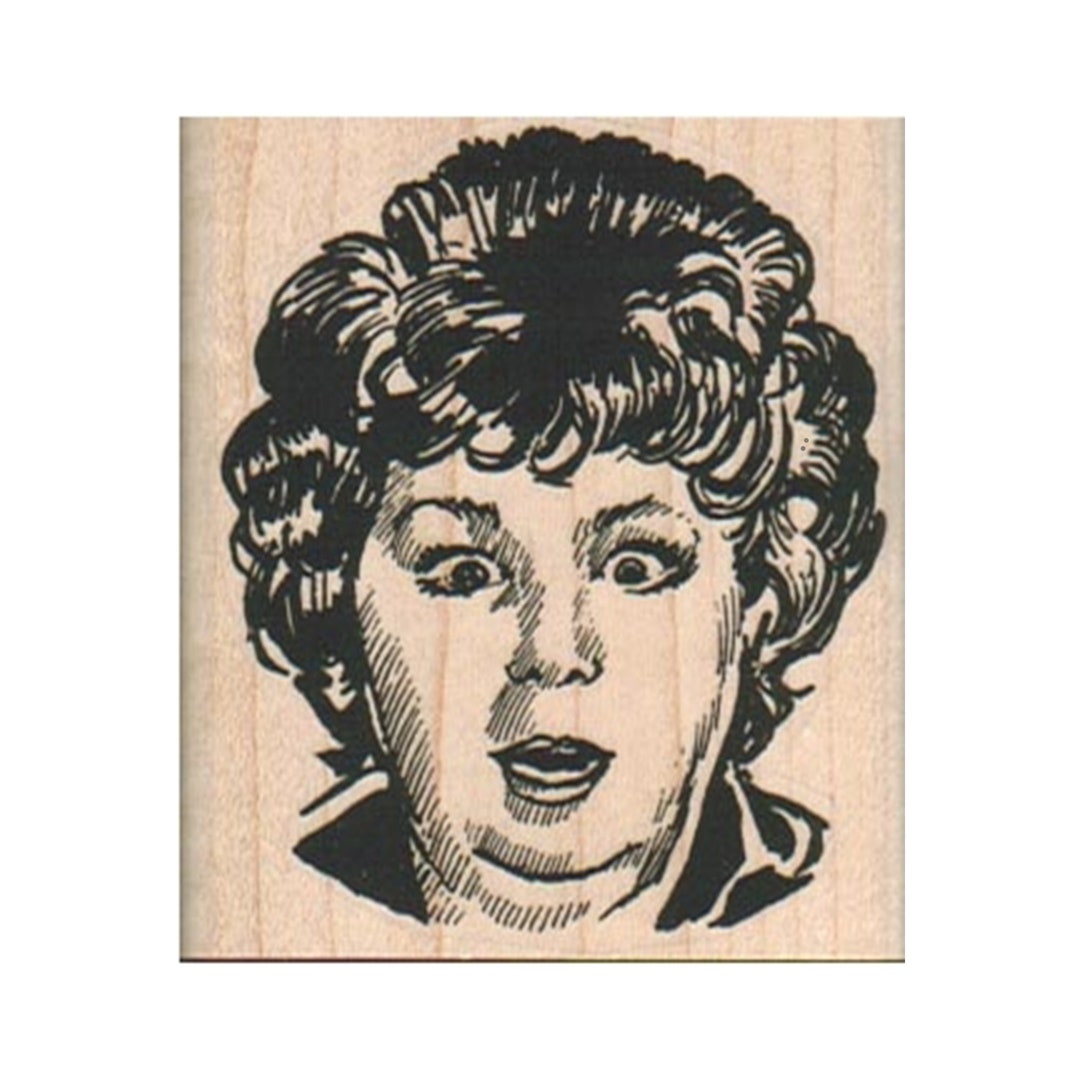 Shocked Woman RUBBER STAMP, Surprised Lady, Lady Stamp, Shocked Lady ...