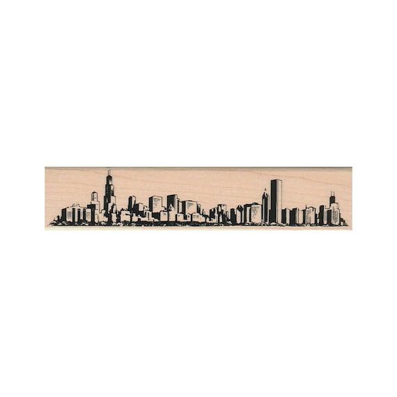 Chicago Skyline RUBBER STAMP Chicago Stamp Travel Stamp | Etsy