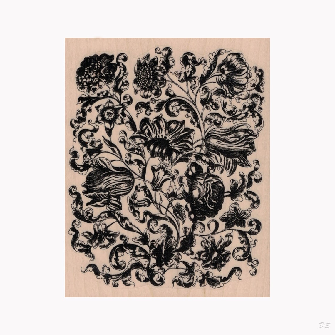 Victorian Flower Background Rubber Stamp, Flower Stamp, Victorian ...