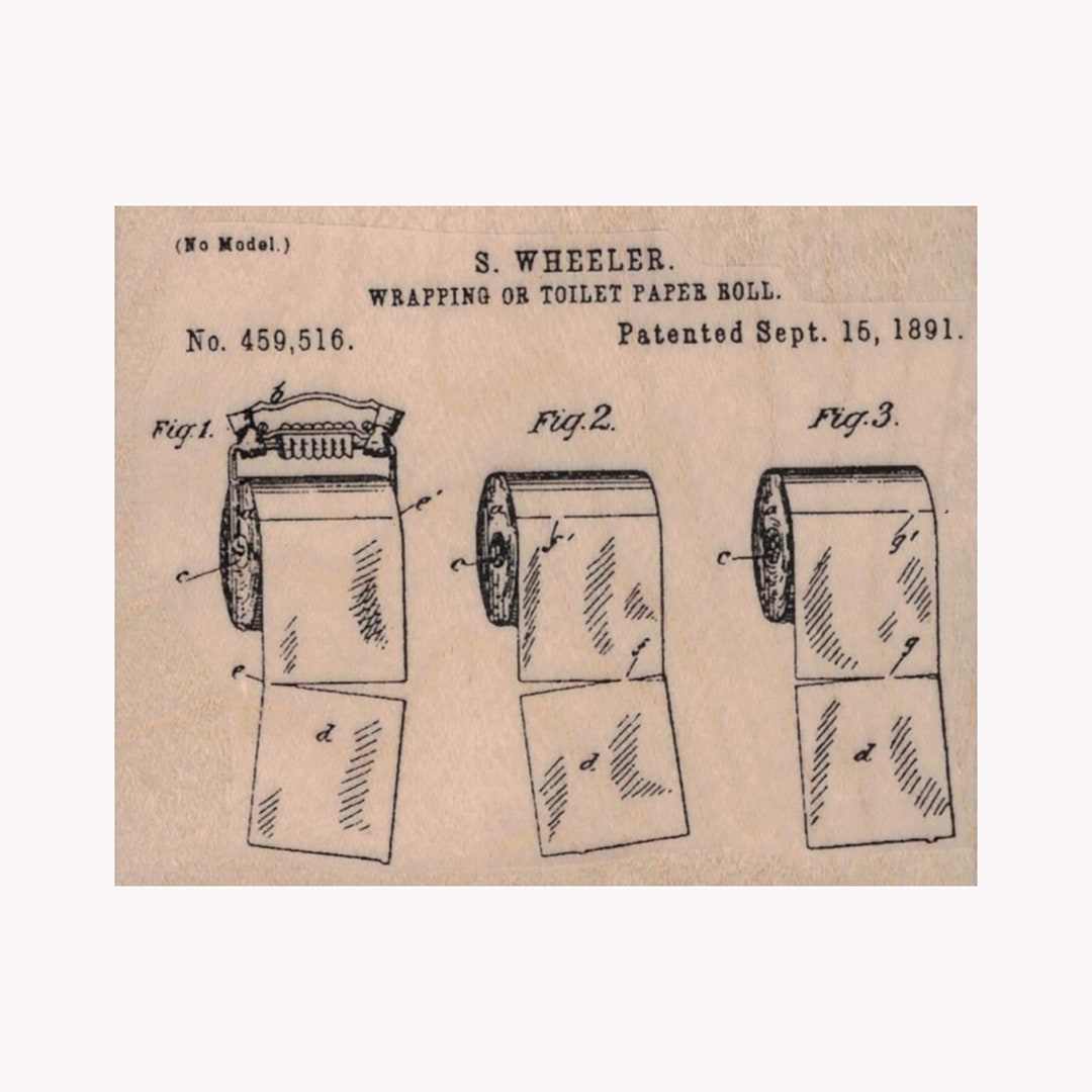Toilet Paper Roll Patent RUBBER STAMP, Advertisement Stamp, Vintage Ad ...
