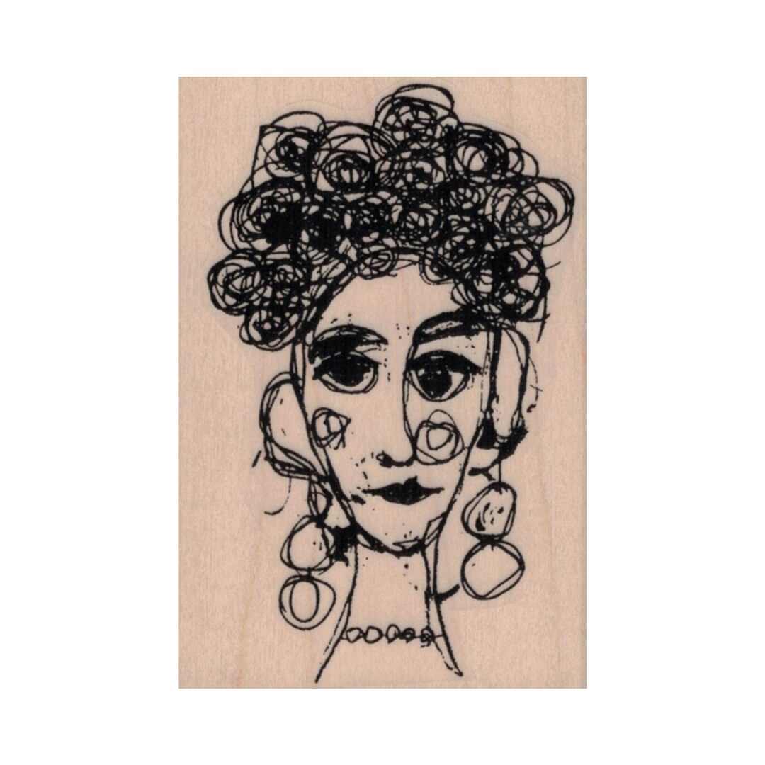 Tina Walker Earrings Scribble Girl RUBBER STAMP, Scribble Art Stamp ...