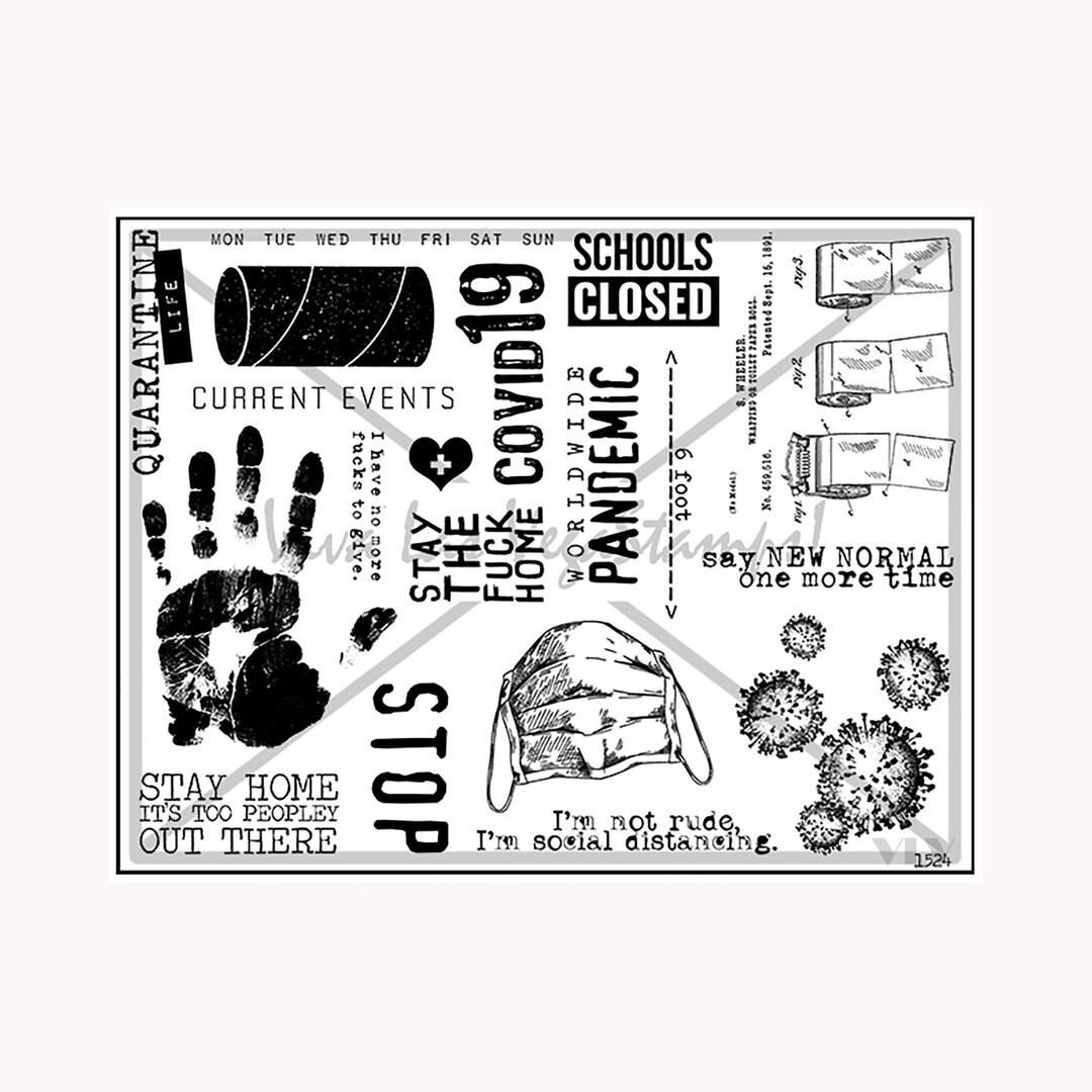 Covid19 Collection Unmounted Rubber Stamp Sheet, Mask Stamp, Toilet ...