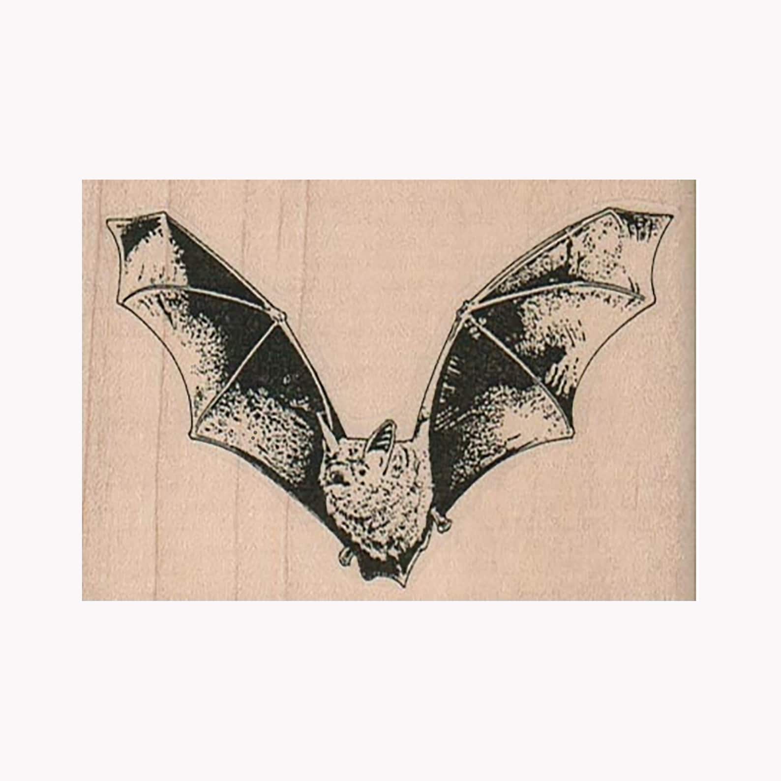 Flying Bat RUBBER STAMP Halloween Stamp Bat Stamp Scary - Etsy