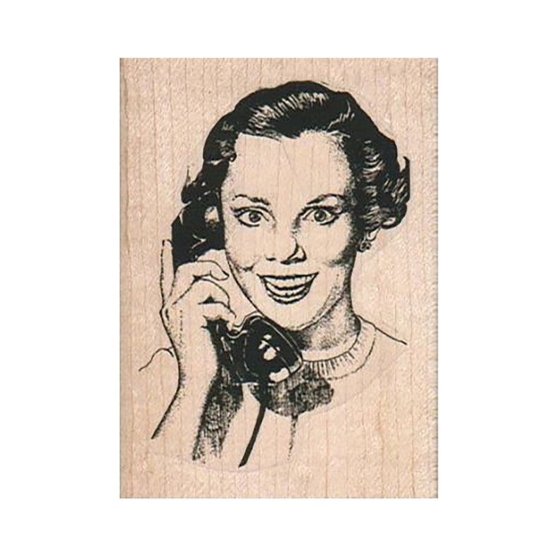 Woman on Phone RUBBER STAMP, Woman Stamp, Woman Stamps, Phone Stamp ...