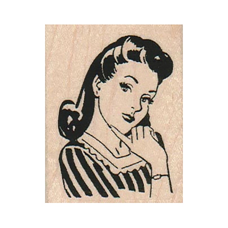 Retro Lady RUBBER STAMP Lady Tilting Head Stamp Retro Stamp - Etsy