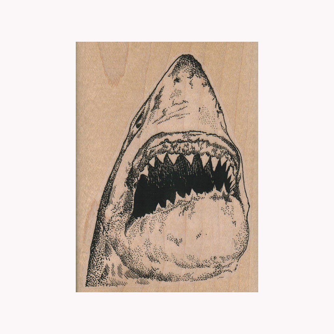 Shark Head RUBBER STAMP, Shark Teeth Stamp, Shark Head Stamp, Shark ...