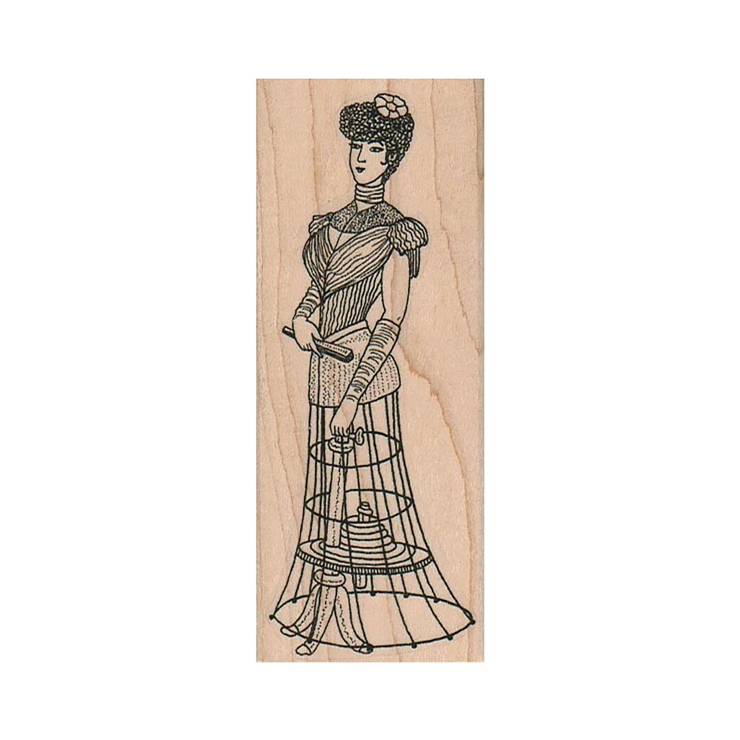 Steampunk Fan Lady on Dress Form RUBBER STAMP, Steampunk Stamp ...
