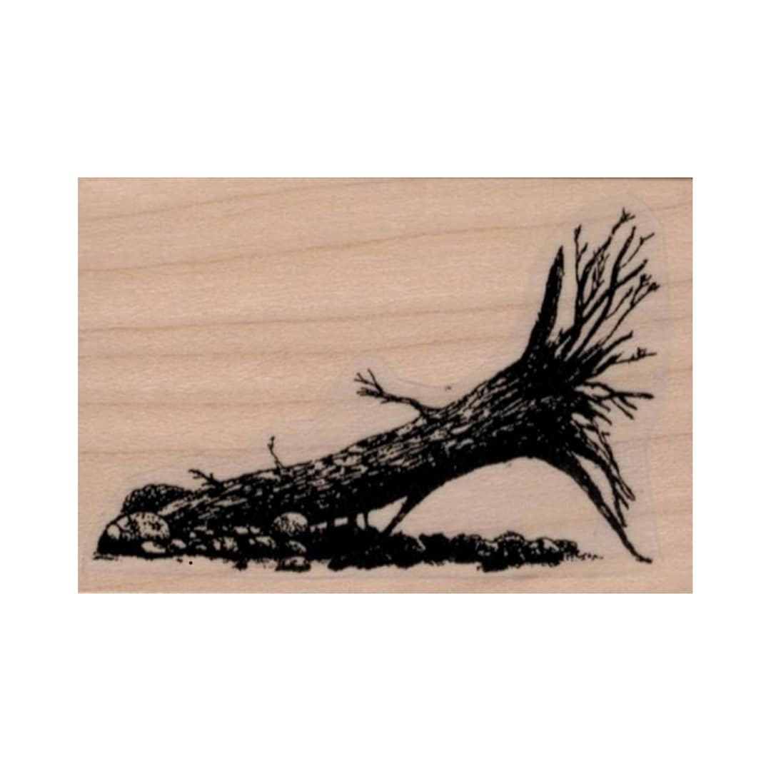 Fallen Tree RUBBER STAMP, Tree Stamp, Woods Stamp, Outdoor Stamp, Tree ...