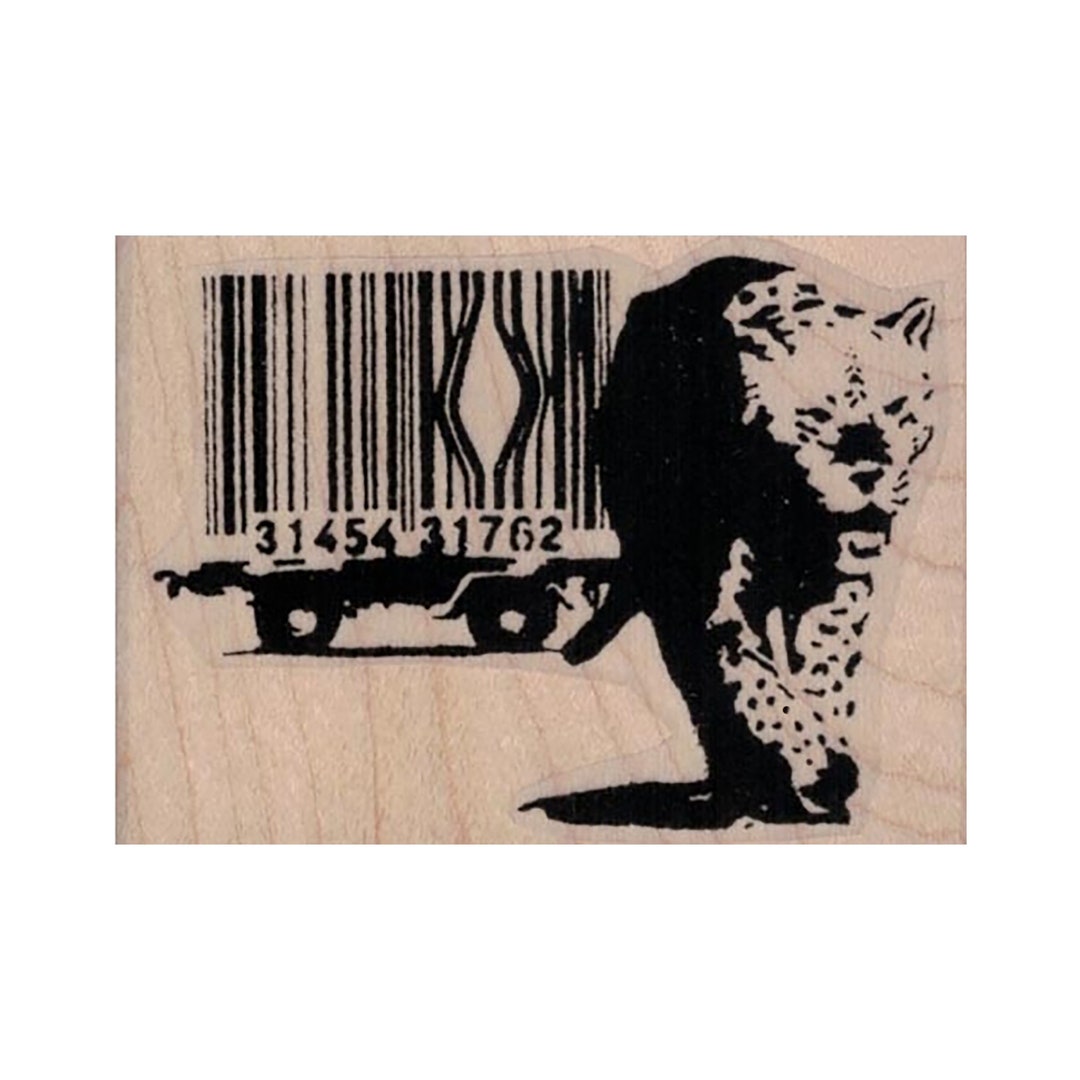 Banksy Tiger Escape Barcode Bars RUBBER STAMP, Tiger Stamp, Leopard ...