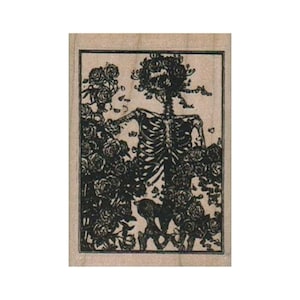 Skeleton and Roses RUBBER STAMP, Dead Head Stamp, Skeleton Stamps ...