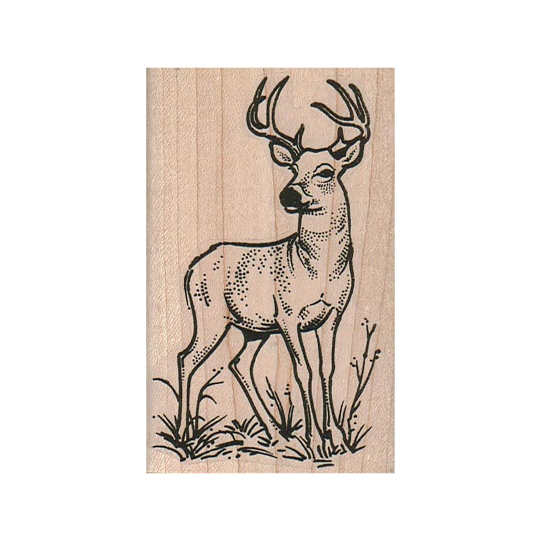 Deer Looking RUBBER STAMP, Deer Stamp, Wildlife Stamp, Buck Stamp, Stag ...