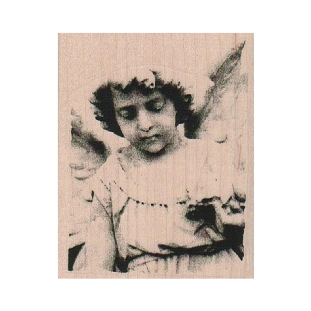 Angel RUBBER STAMP, Angel Stamp, Cherub Stamp, Sad Angel Stamp, Angel ...
