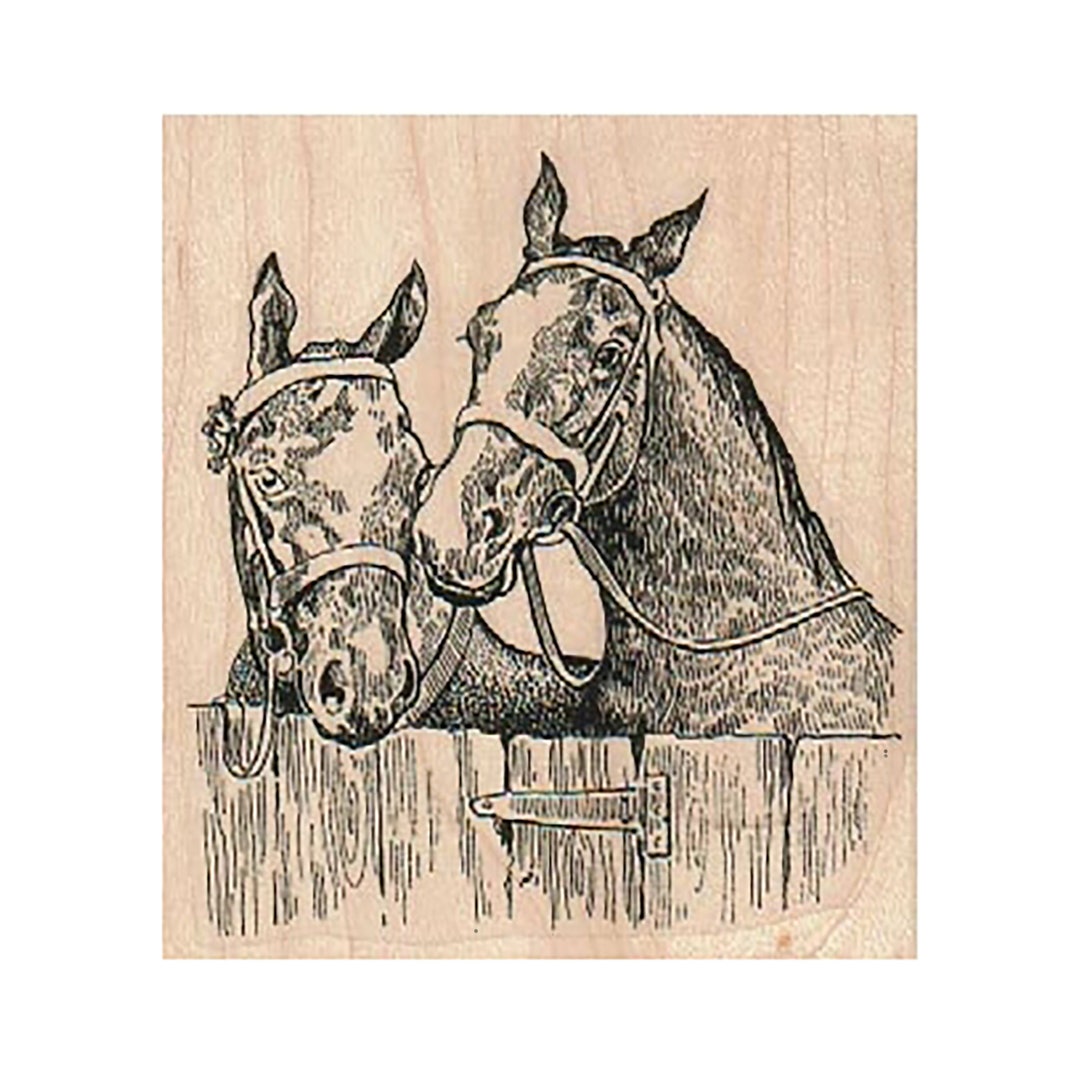 Two Horses RUBBER STAMP, Horse Stamp,horses Stamp, Ranch Stamp ...