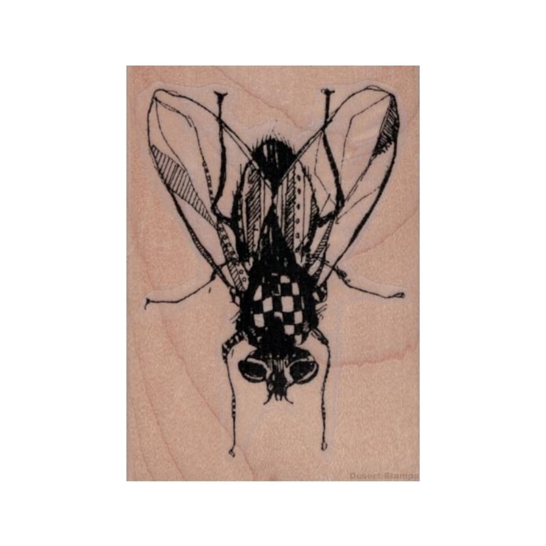 Whimsical Fly RUBBER STAMP, Fly Stamp, Flying Insect Stamp, Insect ...