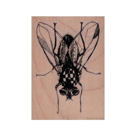 Whimsical Fly RUBBER STAMP Fly Stamp Flying Insect Stamp | Etsy