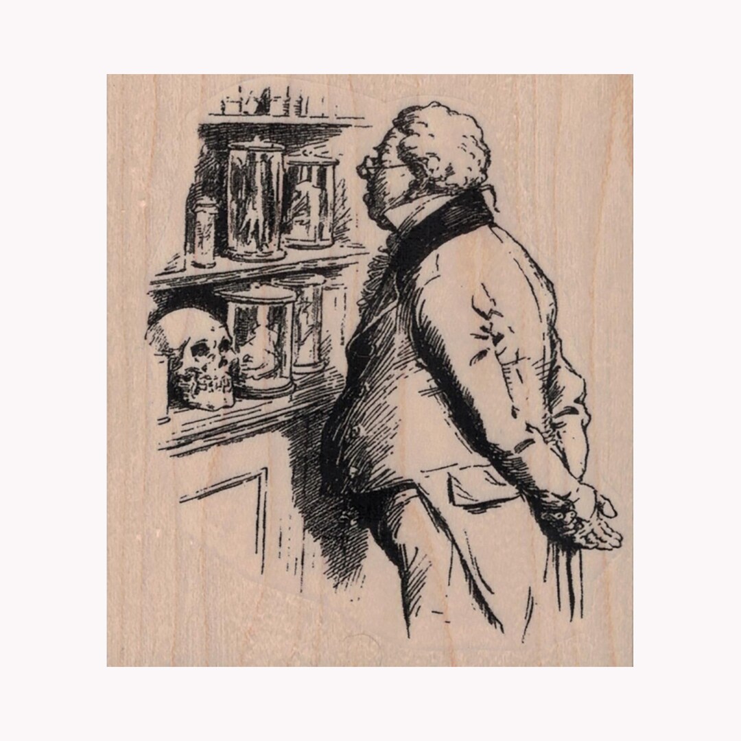 Vintage Doctor Examining Jars RUBBER STAMP, Man Examining Jars Stamp ...