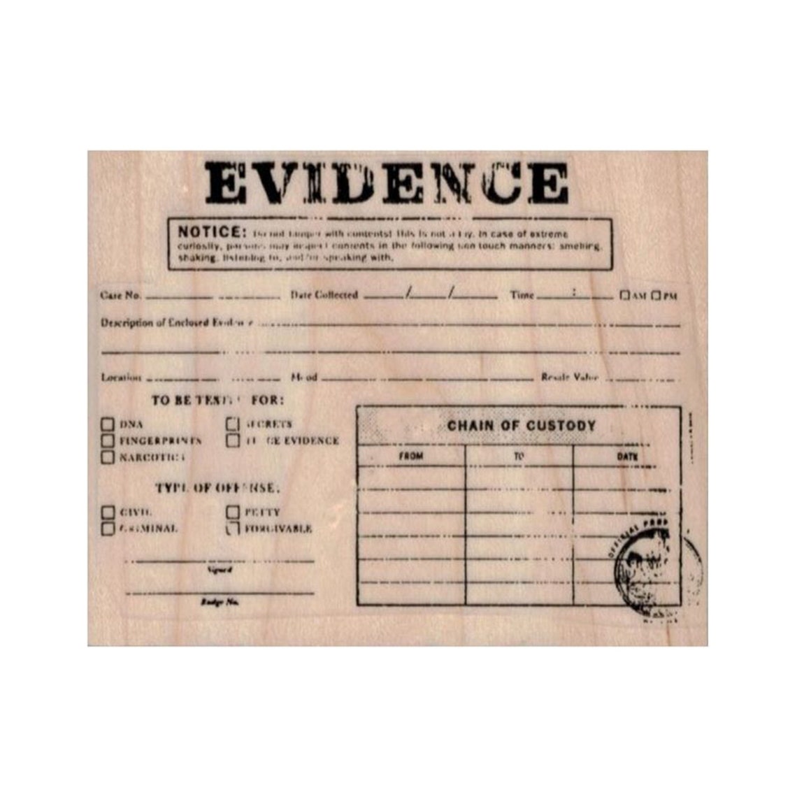 Evidence Label Rubber Stamp, Police Stamp, Top Secret Stamp, Mixed ...