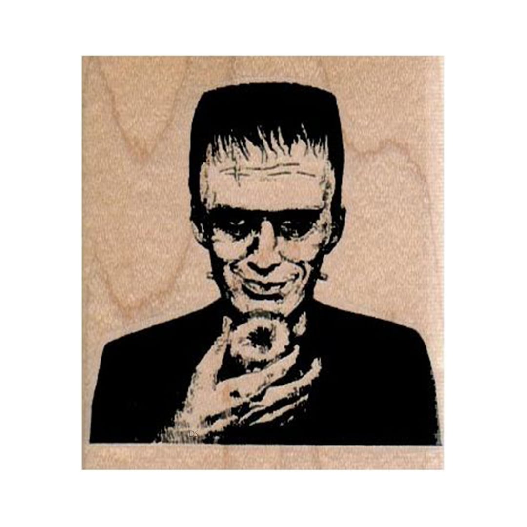Frankenstein's Monster With Doughnut RUBBER STAMP, Halloween Stamp ...