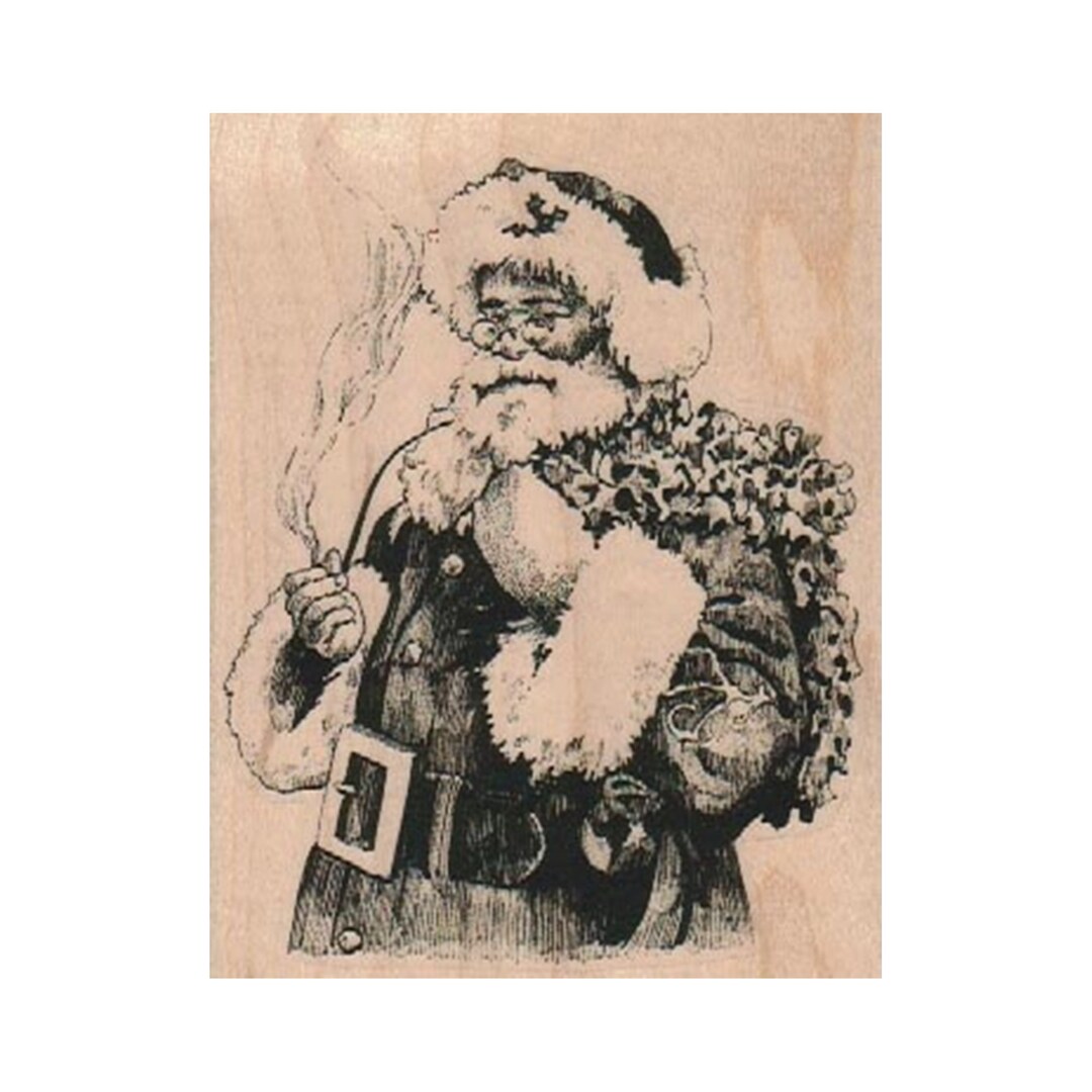 Santa Smoking RUBBER STAMP, Santa Claus Stamp, Santa Stamp, Christmas ...