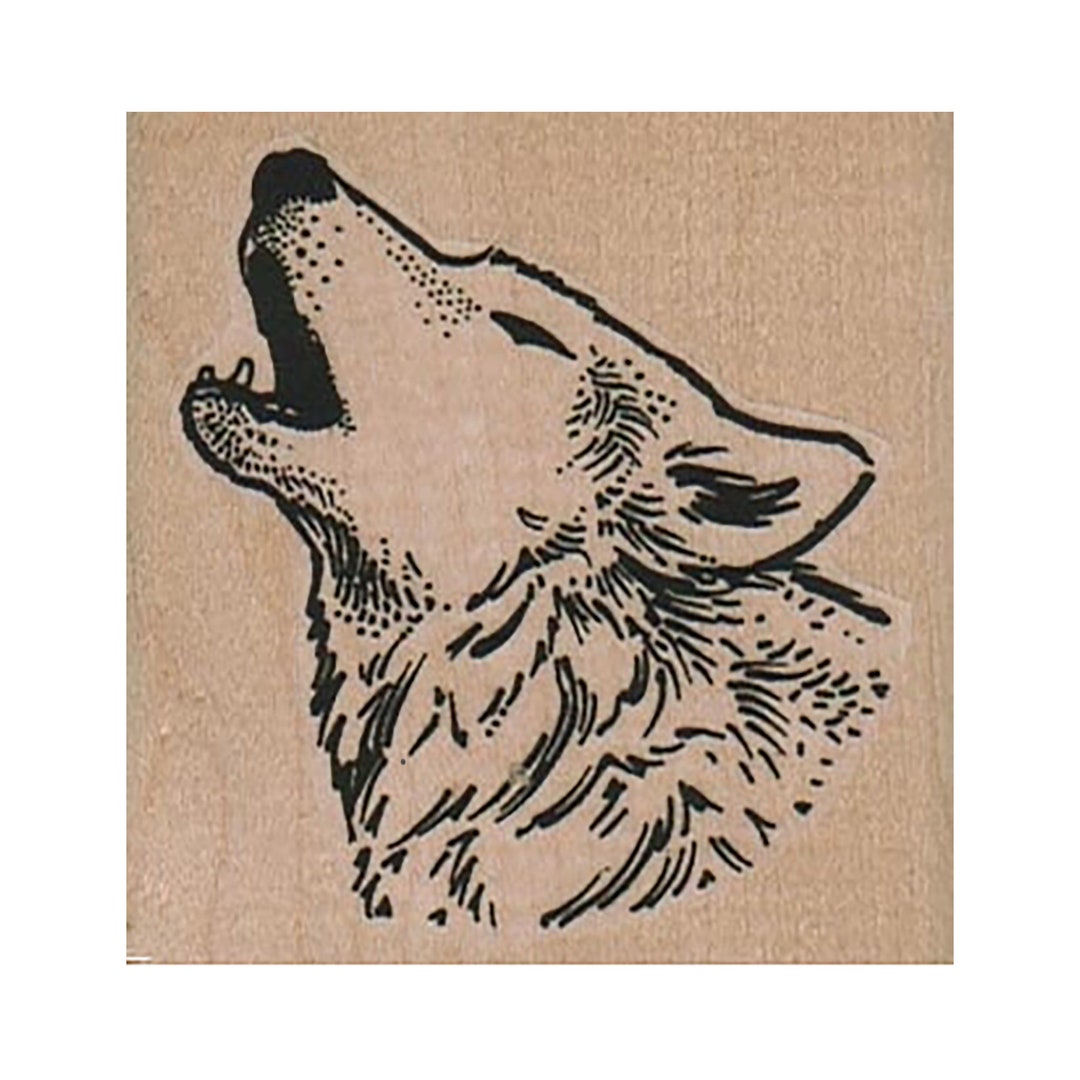 Howling Wolf RUBBER STAMP, Wolf Stamp, Wildlife Stamp, Wild Dog Stamp ...