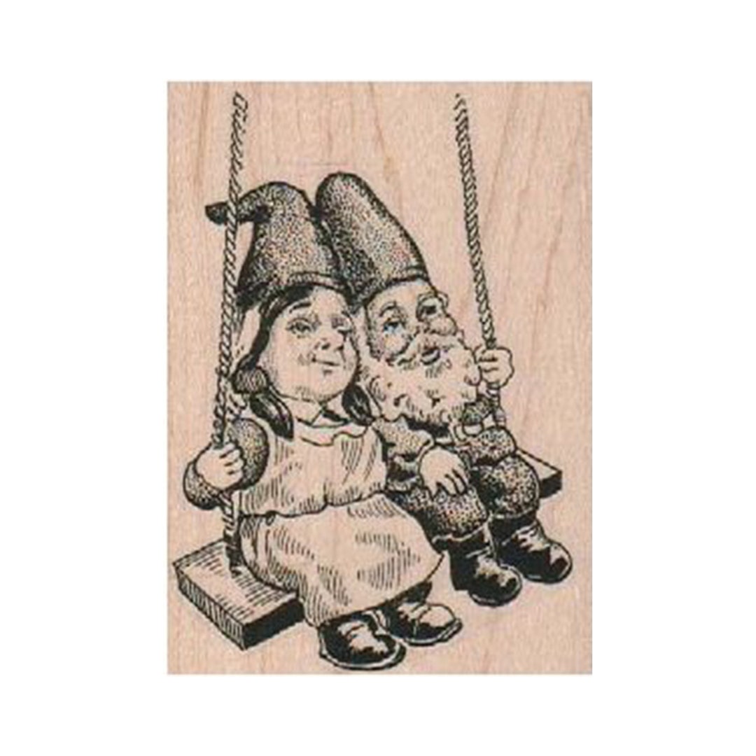 Swinging Gnomes RUBBER STAMP, Garden Gnome Stamp, Couple Stamp, Gnomes ...