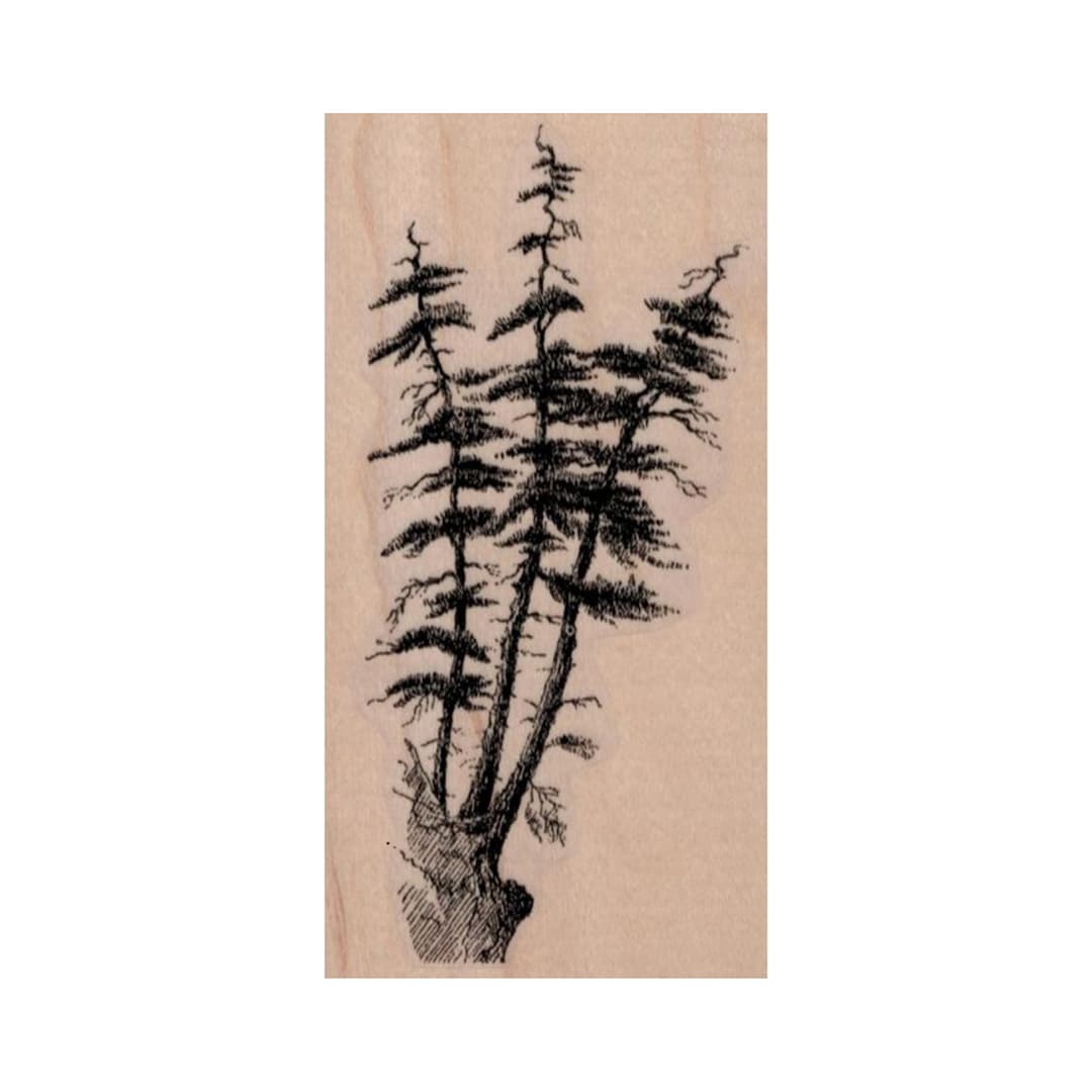 Straggly Pine Trees RUBBER STAMP, Tree Stamp, Nature Stamp, Outdoor ...