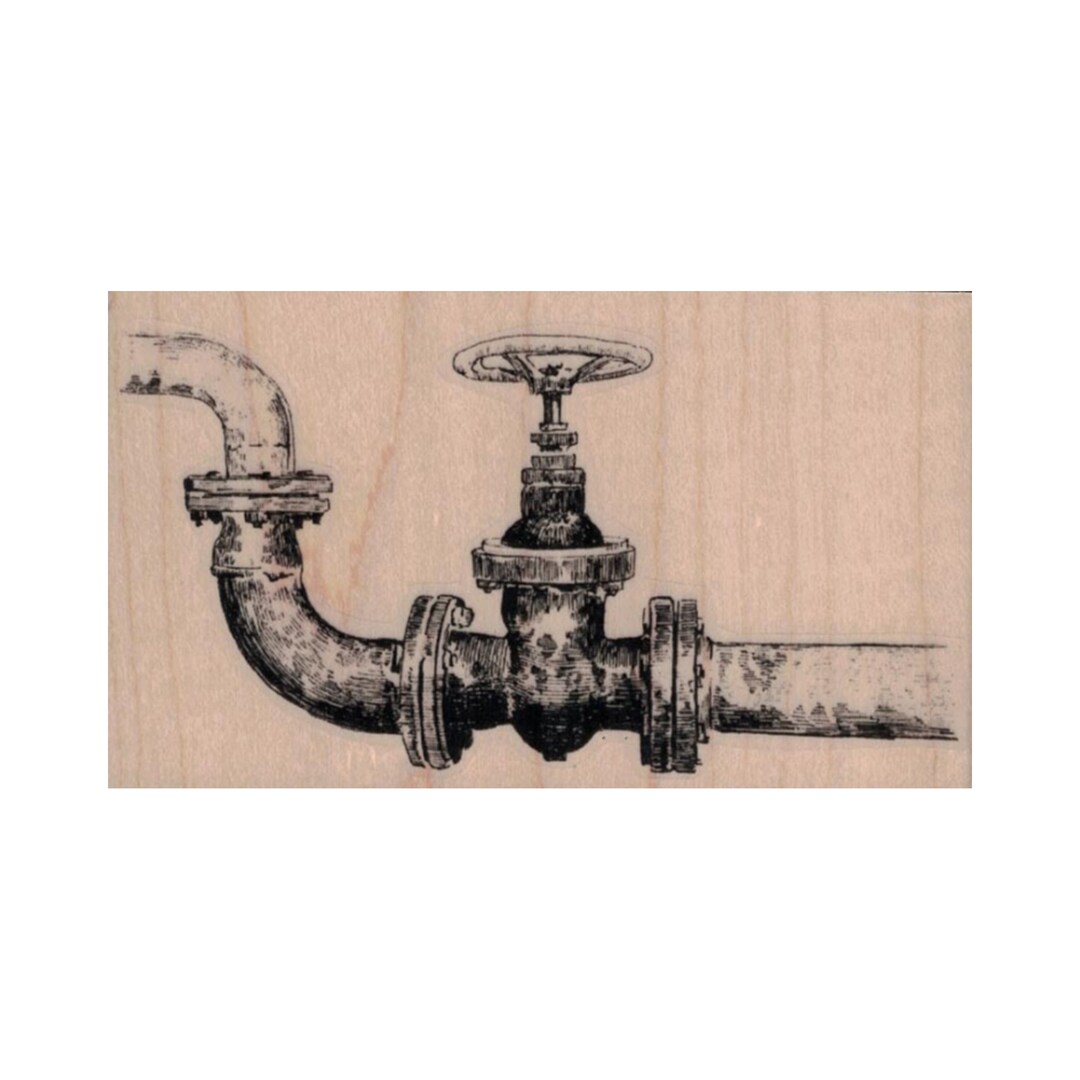 Water Pipe Shutoff RUBBER STAMP, Pipe Stamp, Plumbing Stamp, Water Pipe ...