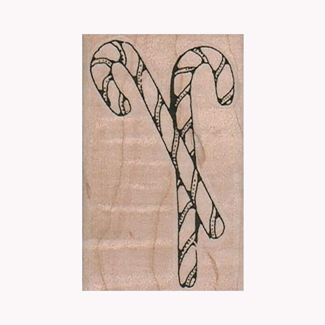 Candy Canes RUBBER STAMP, Holiday Stamp, Winter Stamp, Candy Cane Stamp ...