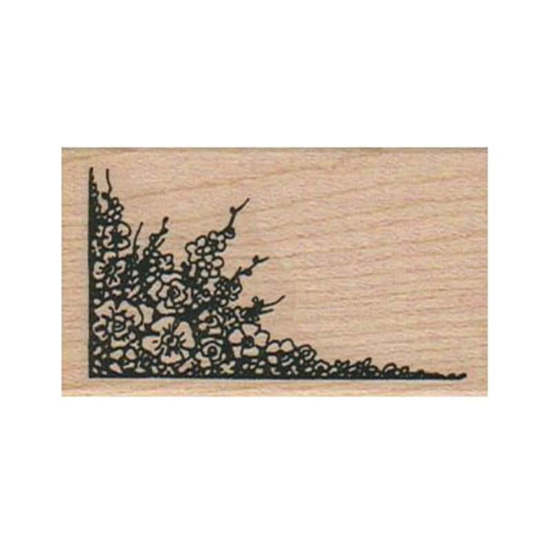 Corner Flowers RUBBER STAMP Flower Stamp Nature Stamp - Etsy
