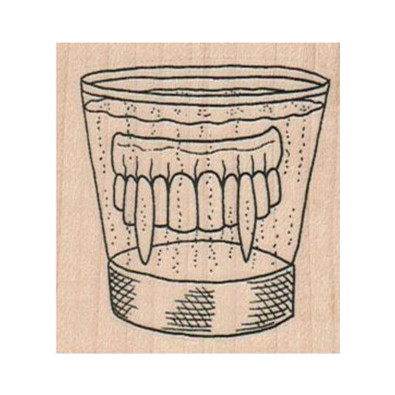 Vampire Teeth in Glass RUBBER STAMP Halloween Stamp Vampire - Etsy