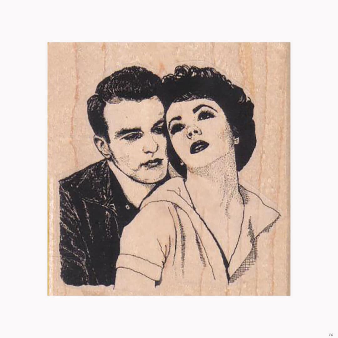 Young Lovers RUBBER STAMP, Couple Stamp, Retro Stamp, Couple in Love ...
