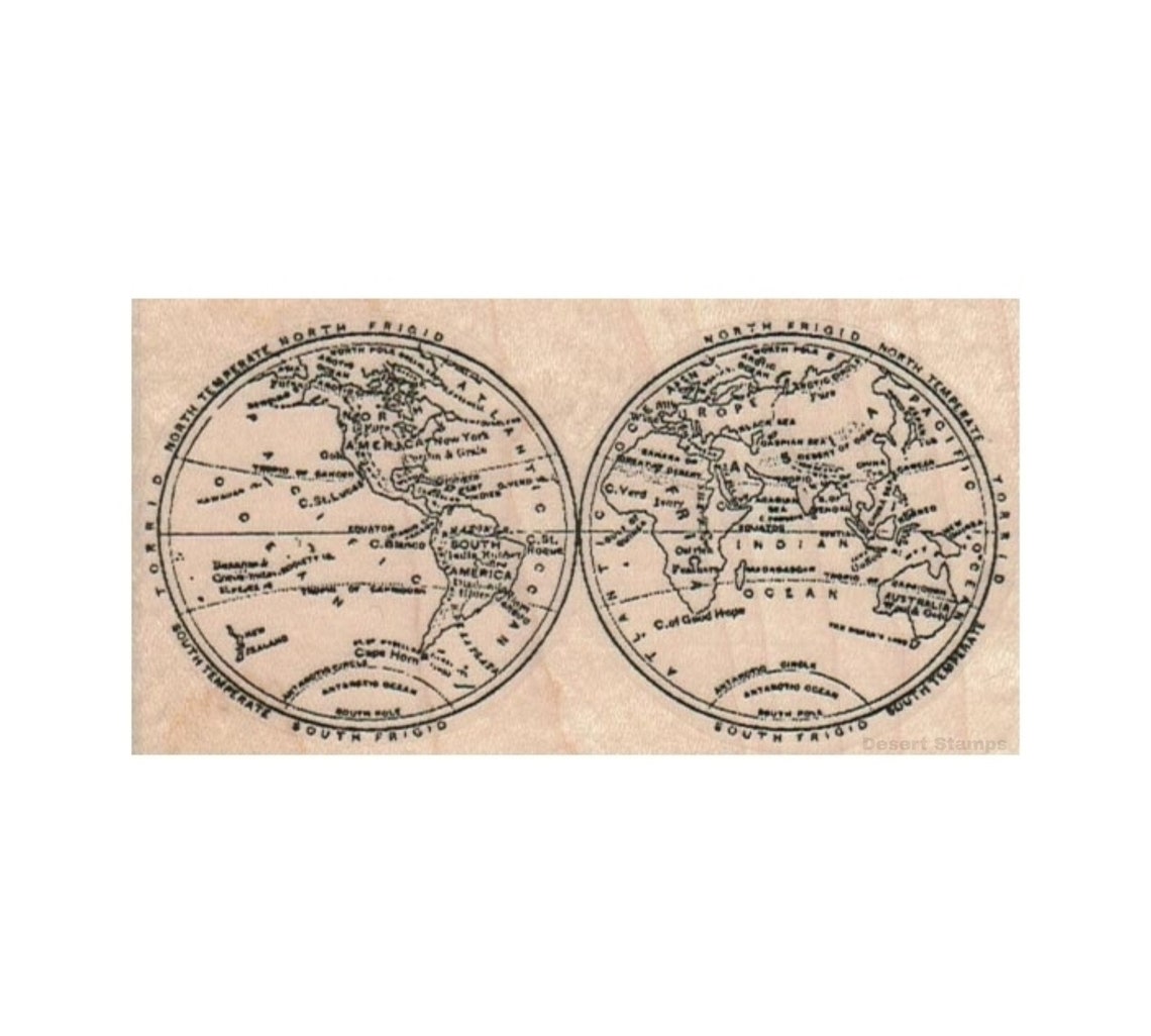 World Map Circles RUBBER STAMP, Map Stamp, Background Stamp, Mixed ...