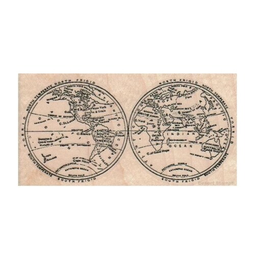World Map Circles RUBBER STAMP Map Stamp Background Stamp - Etsy