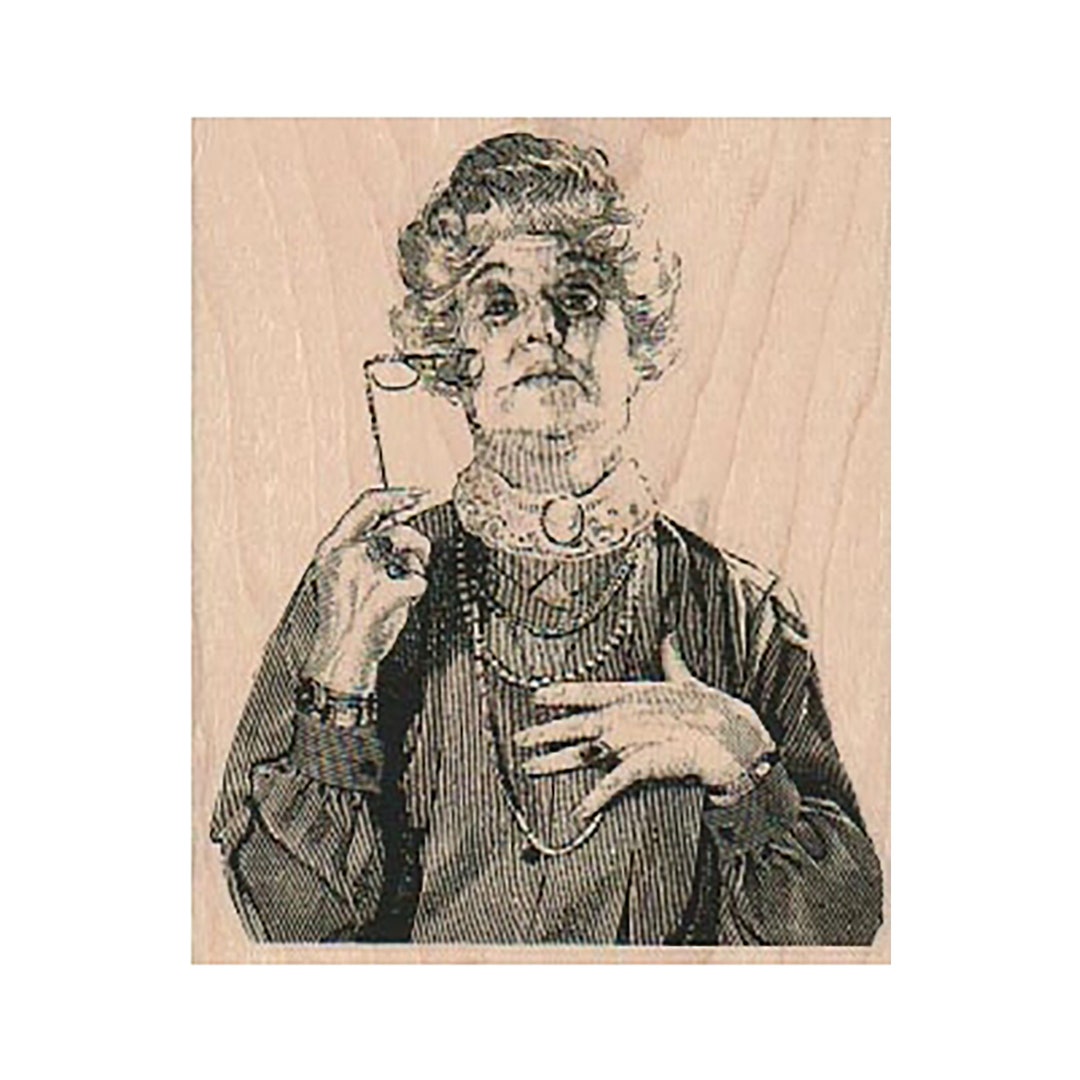 Lady With Glasses RUBBER STAMP, Old Lady Stamp, Proper Lady Stamp ...