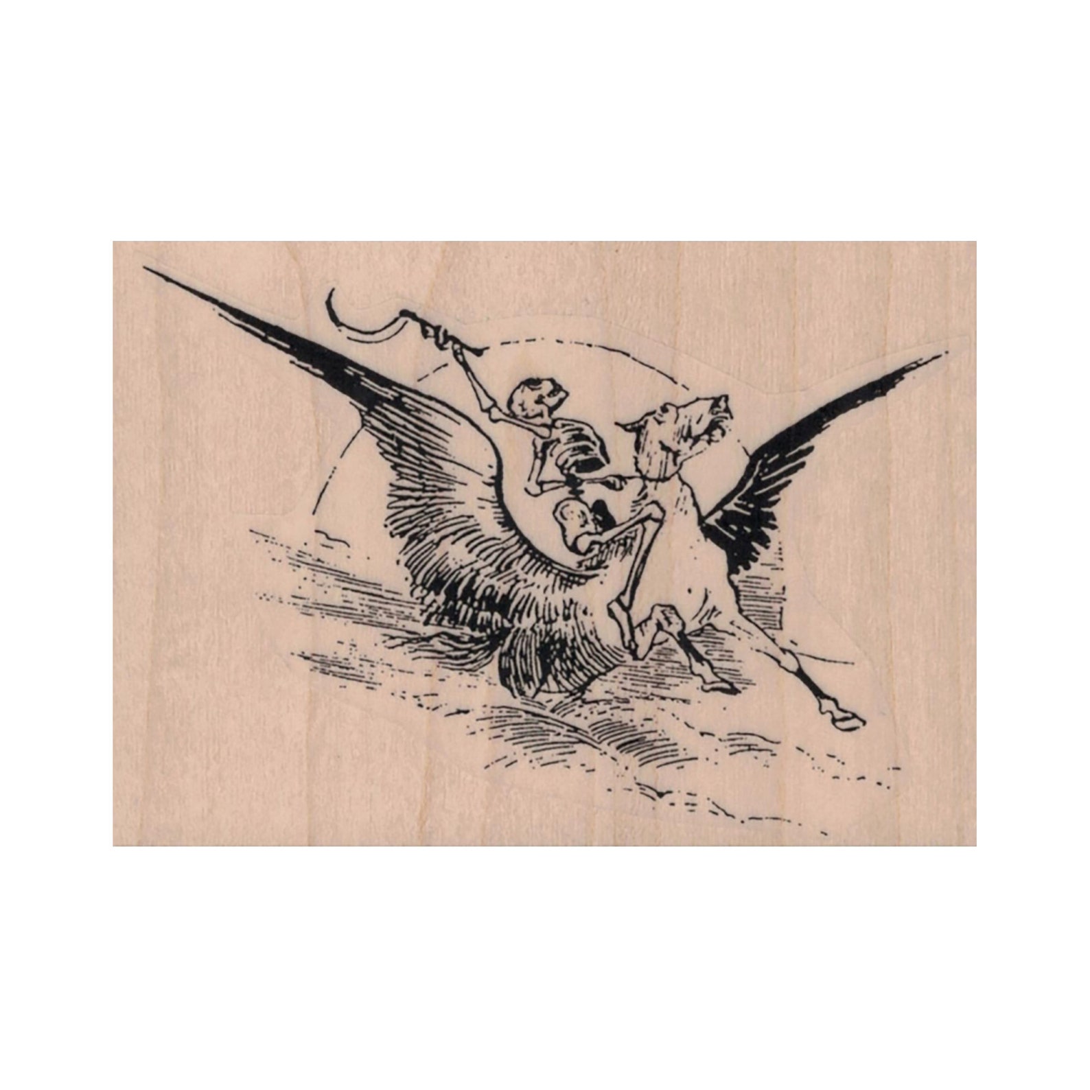 Death Riding Pegasus RUBBER STAMP Halloween Stamp Death - Etsy
