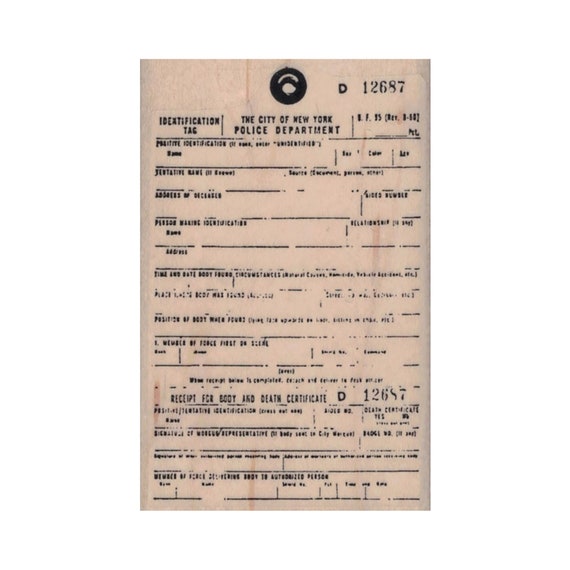 Police Toe Tag Rubber Stamp Police Stamp NY Police - Etsy