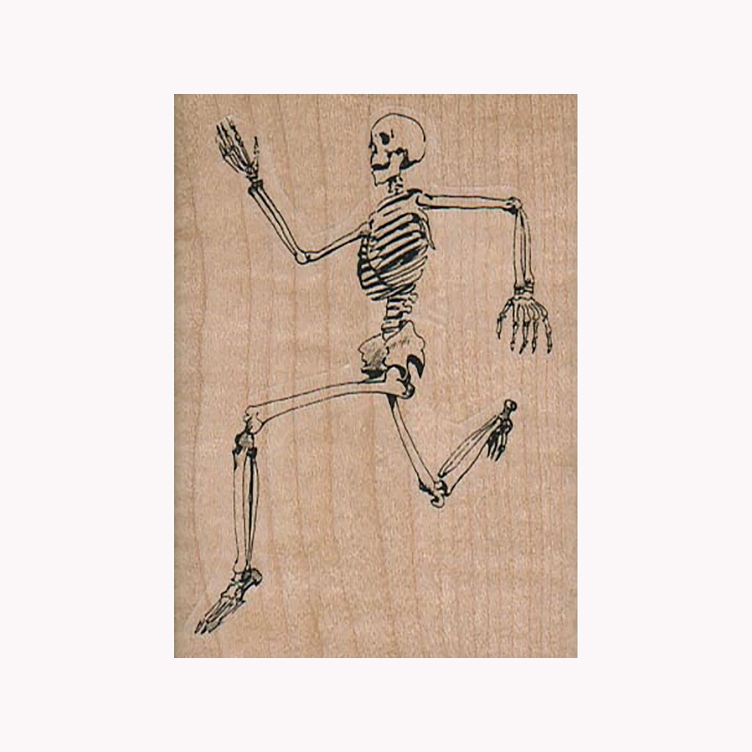 Skeleton Running RUBBER STAMP, Halloween Stamp, Day of the Dead Stamp ...