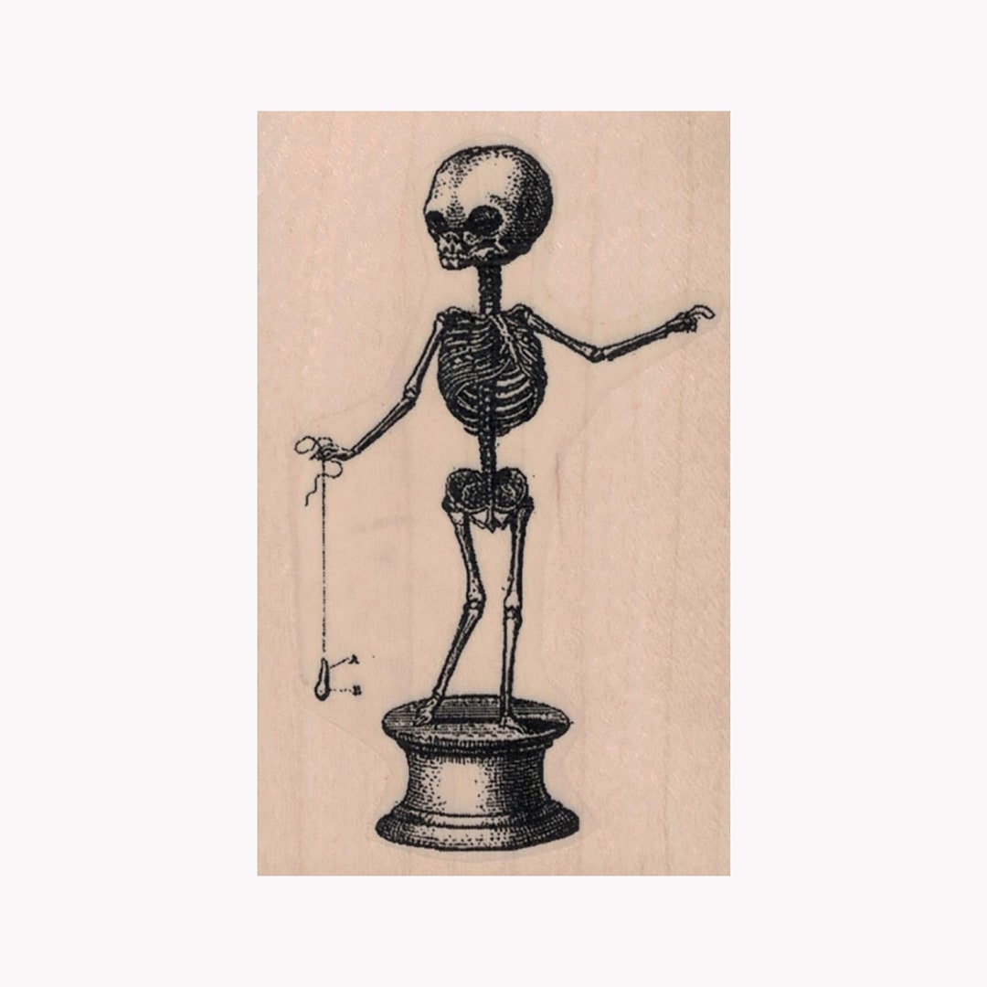 Creepy Skeleton RUBBER STAMP, Halloween Stamp, Skeleton Specimen Stamp ...