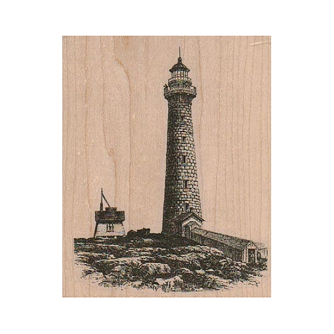 Lighthouse Scene RUBBER STAMP, Water Stamp, Lighthouse Stamp, Ocean ...