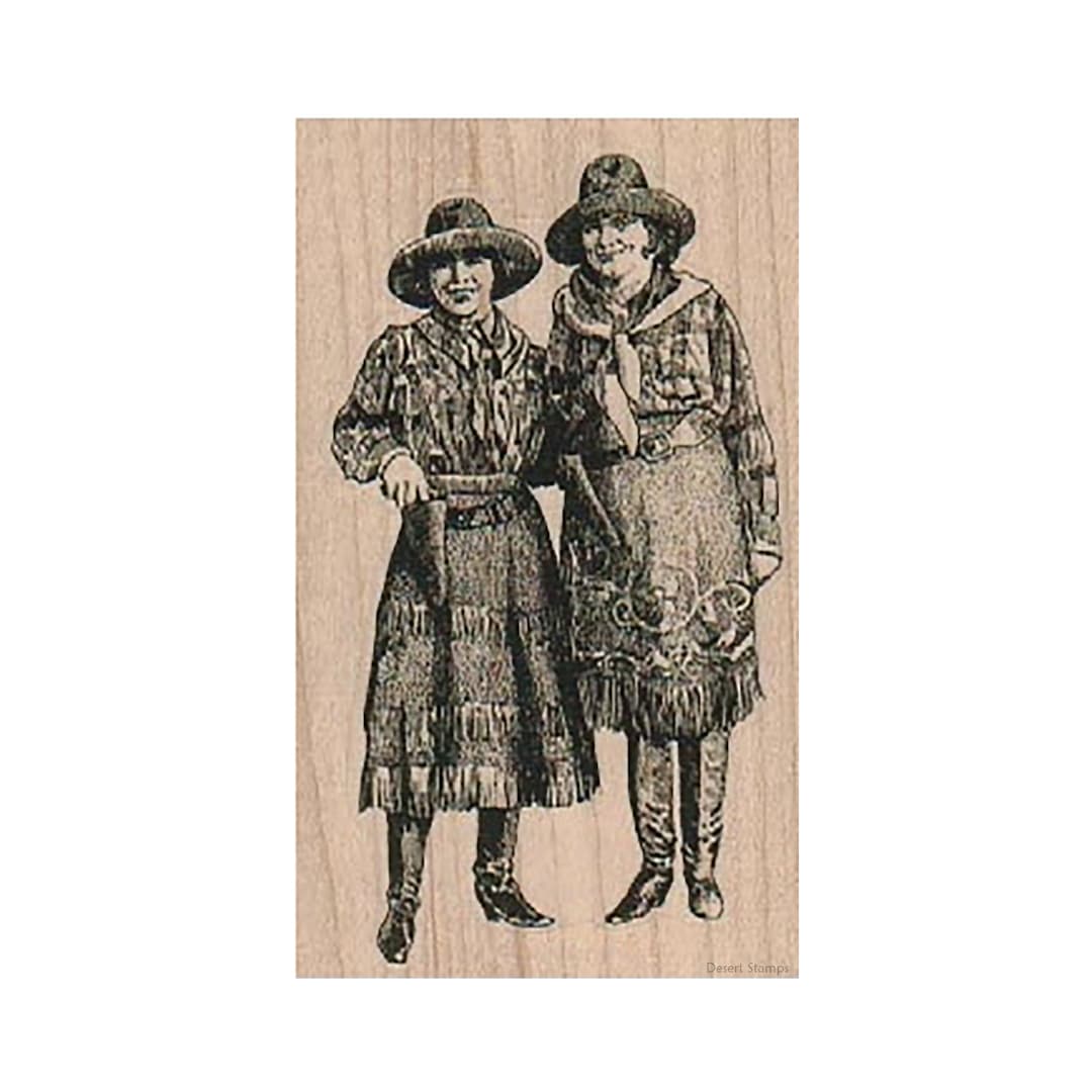 Two Cowgirls RUBBER STAMP, Cowgirl Stamp, Western Stamp, Old West Stamp ...