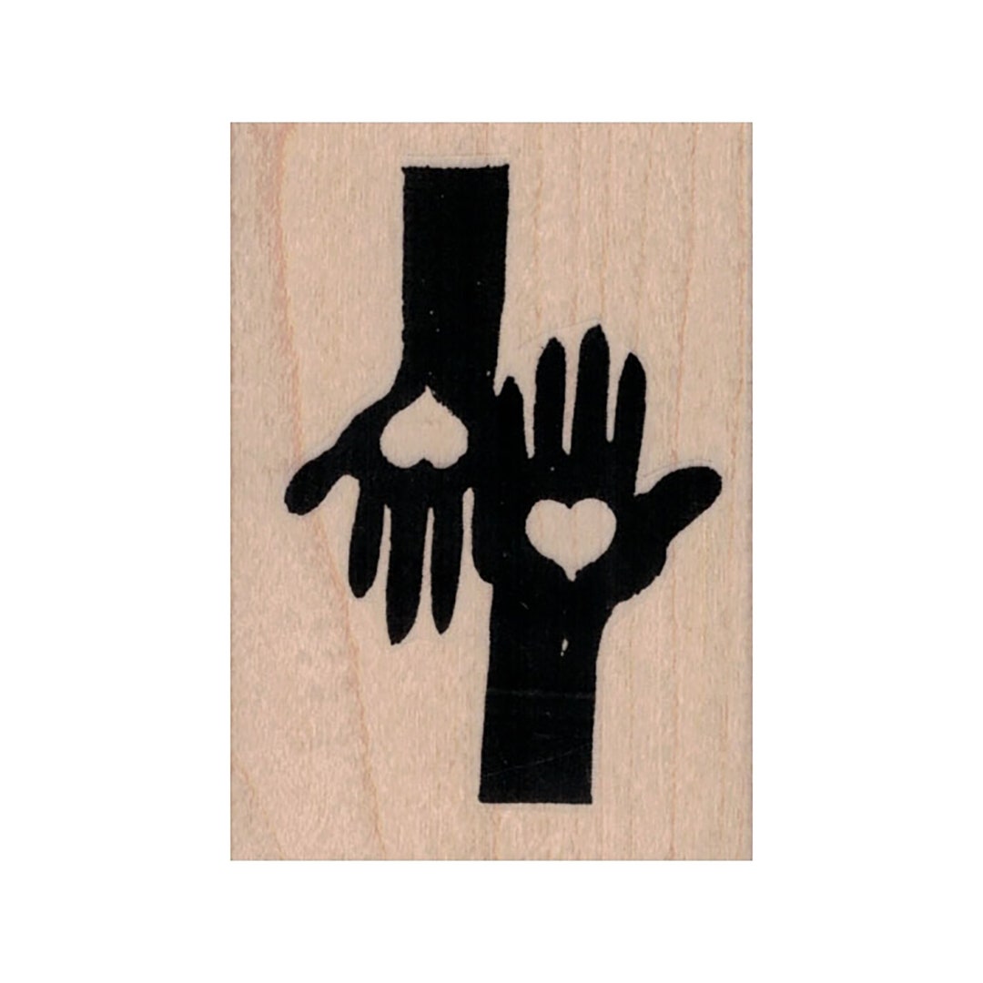 Ethos Hands RUBBER STAMP, Hand Stamps, Hands Reaching Stamp, Heart Hand ...