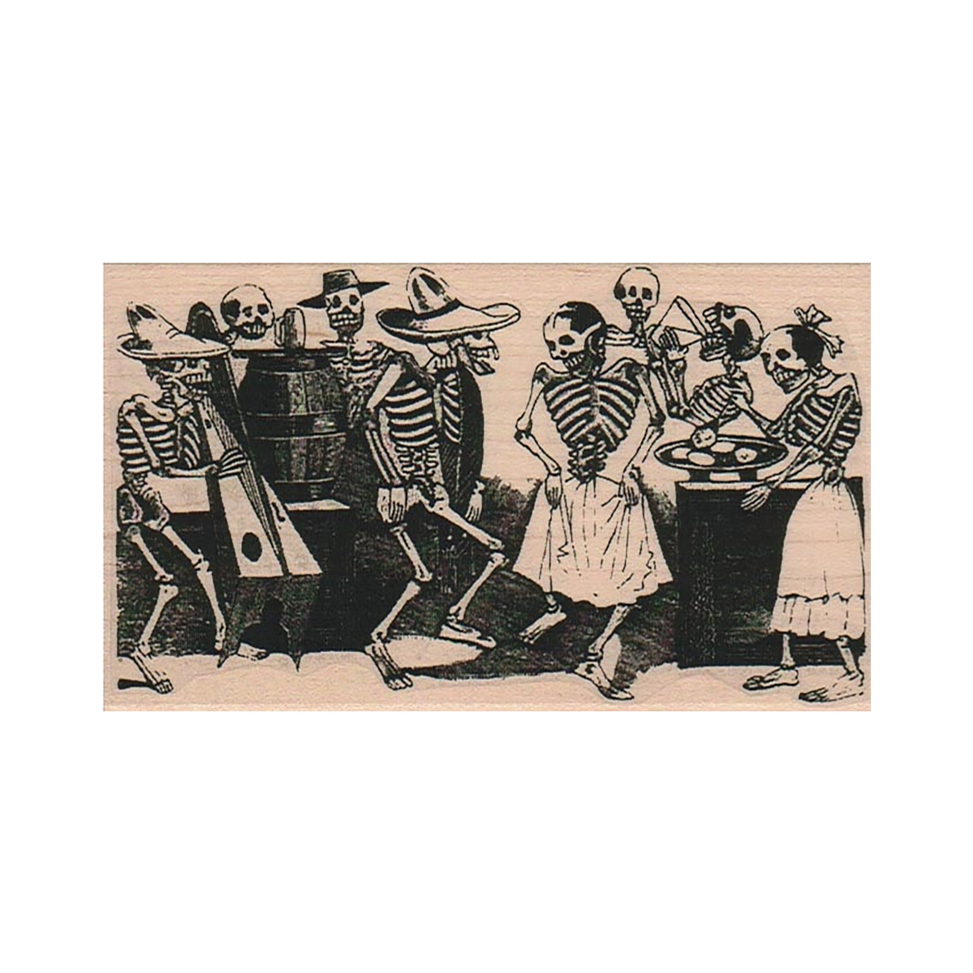 Day of the Dead Skeletons RUBBER STAMP Skull Stamp Halloween - Etsy